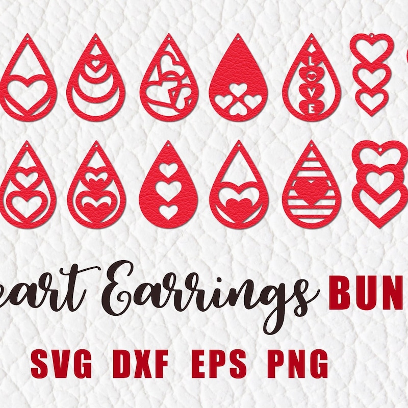 Heart Earrings Svg - Etsy