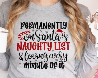 Funny Christmas Cat Quote SVG DXF Naughty or Nice Santa Kitty - Etsy