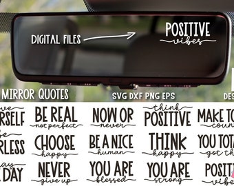 Car Rear View Mirror Positive Saying Svg Bundle, Inspirational SVG ...