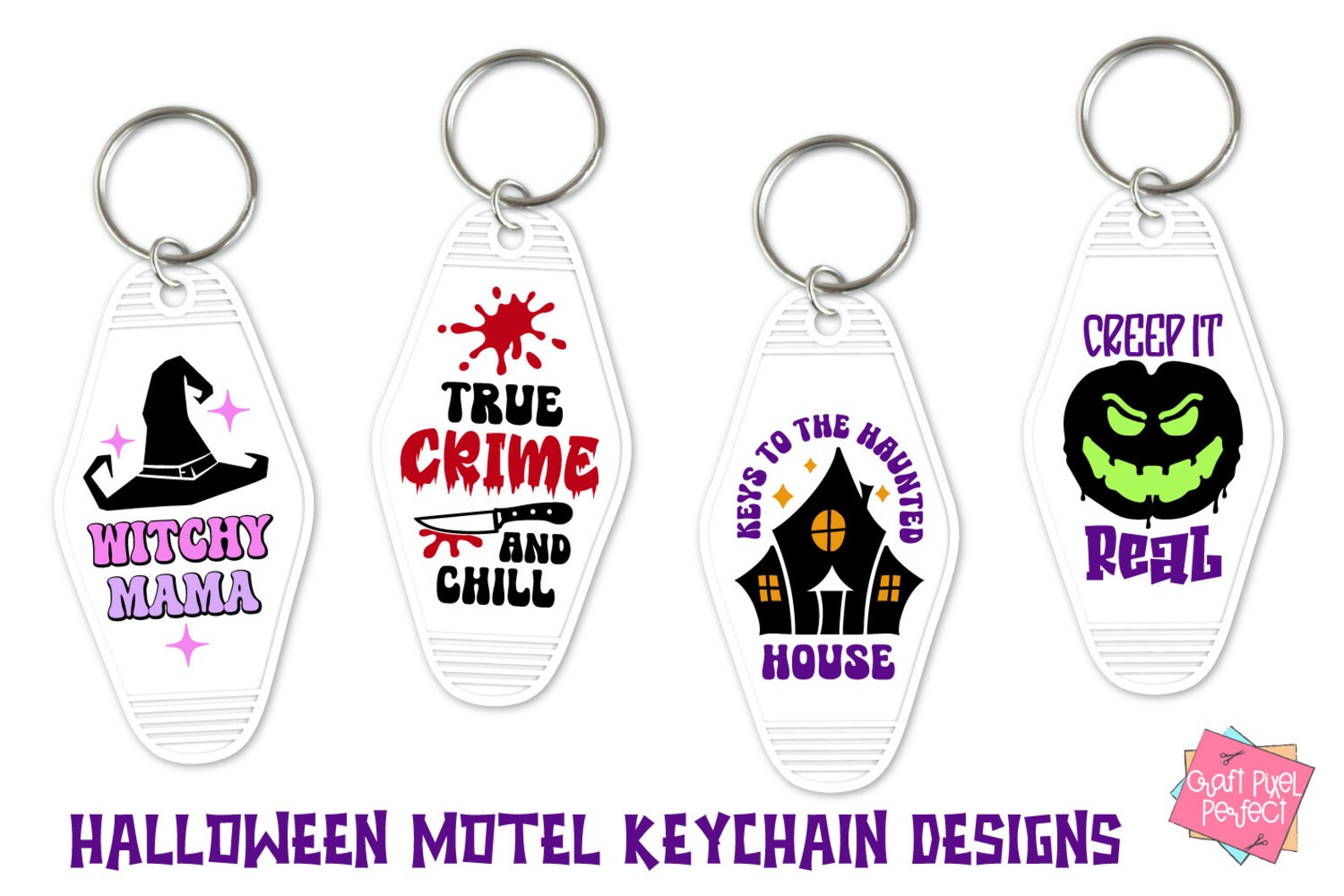 Halloween Motel Keychain SVG Bundle, Witch Hotel Keychain Svg, Ghouls ...