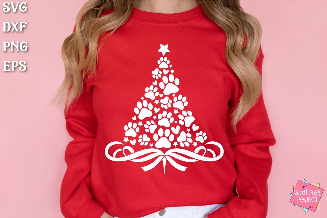 Dog Paw Christmas Tree Svg, Pet Lover Christmas Design, Paw Print Tree ...