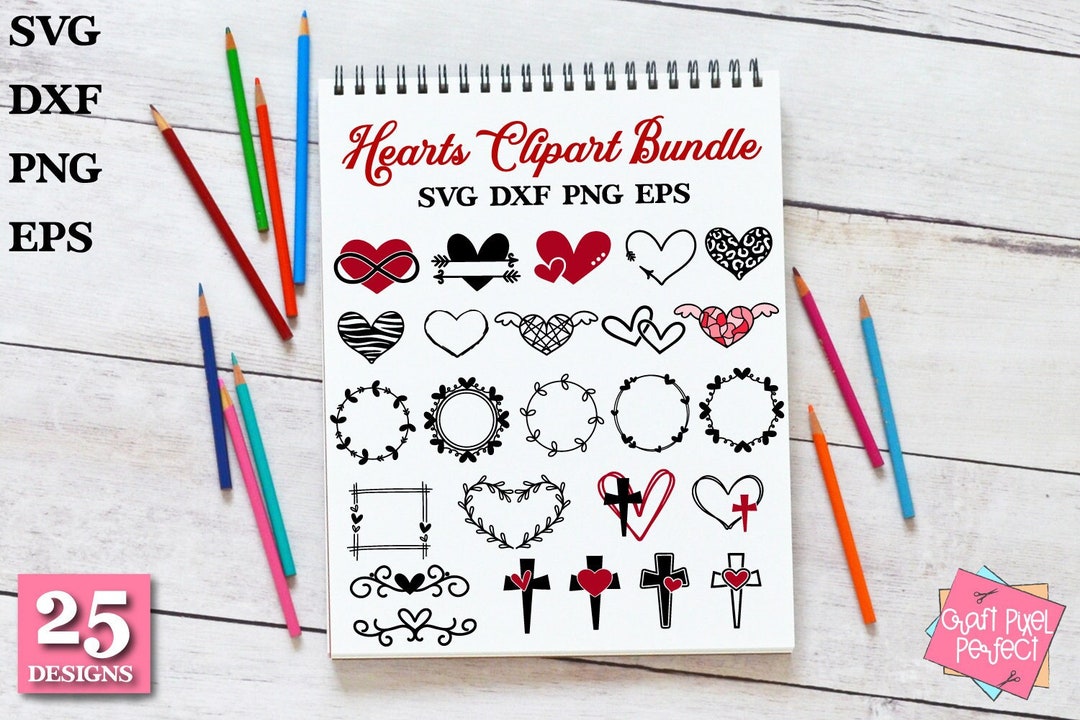 Hearts Clipart Svg Bundle, Doodle Heart Svg, Heart Monogram Svg, Cross ...