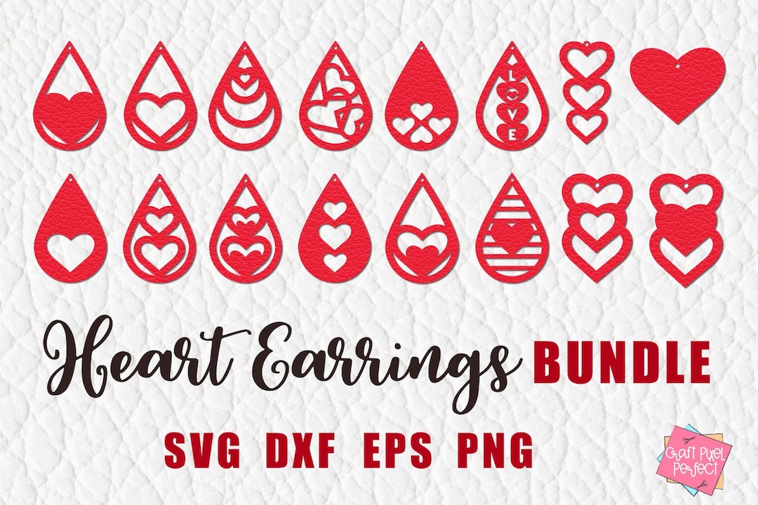 Valentine Earrings Svg, Heart Earrings Svg, Earrings Cut File ...