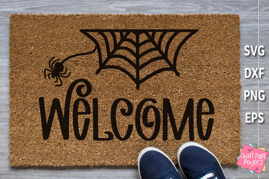 Halloween Welcome Doormat Svg, Creepy Crawlers Svg, Spider Web Svg ...
