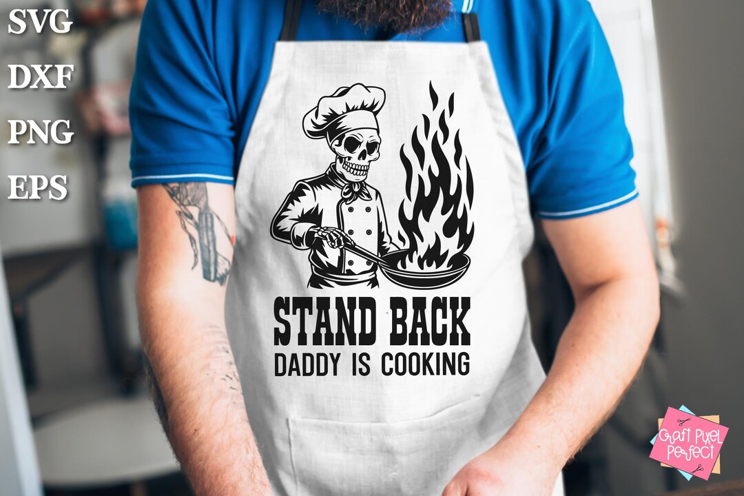 Funny Dad Apron Svg, Skeleton Chef SVG PNG, Skull Cooking Svg, Men ...