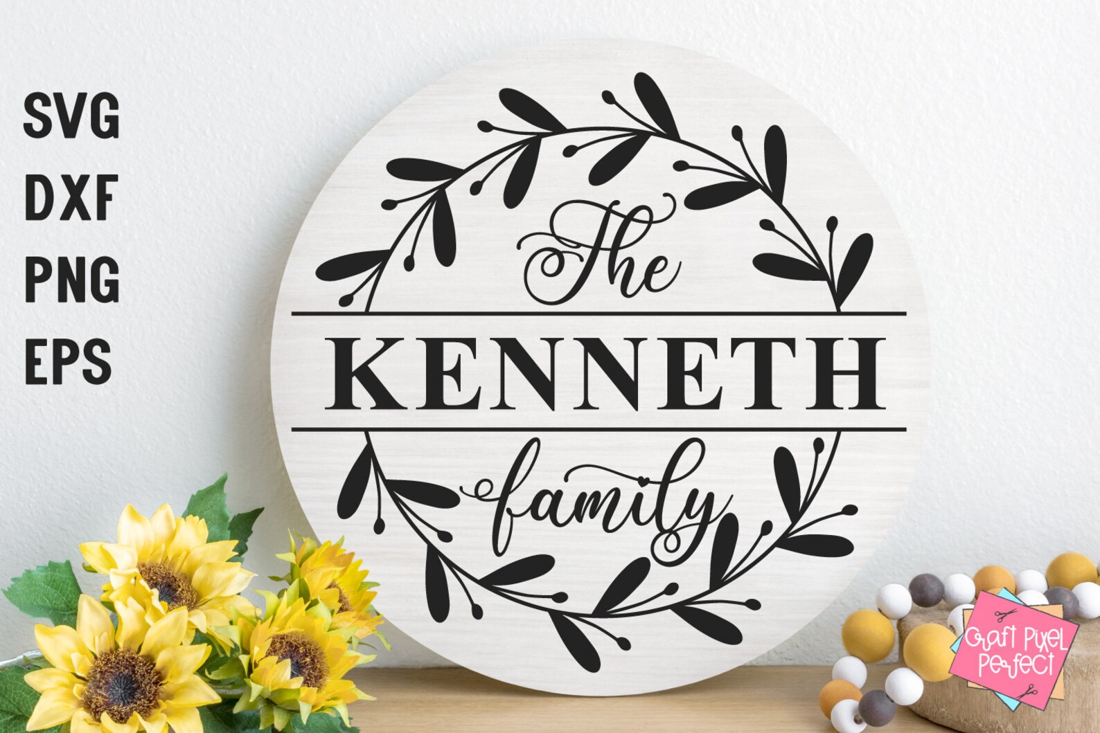 Family Monogram Frame Bundle, Floral Split Monogram Frame Svg, Wreath ...
