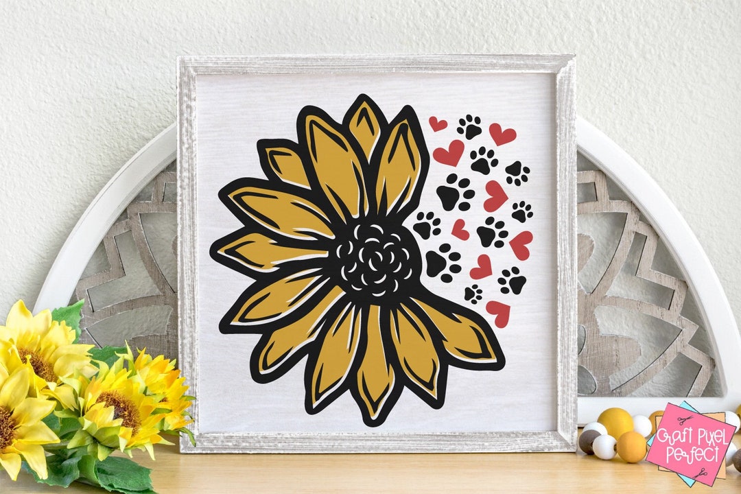 Sunflower Paw Print Svg Dog Paw Print Sunflower Svg Dog - Etsy