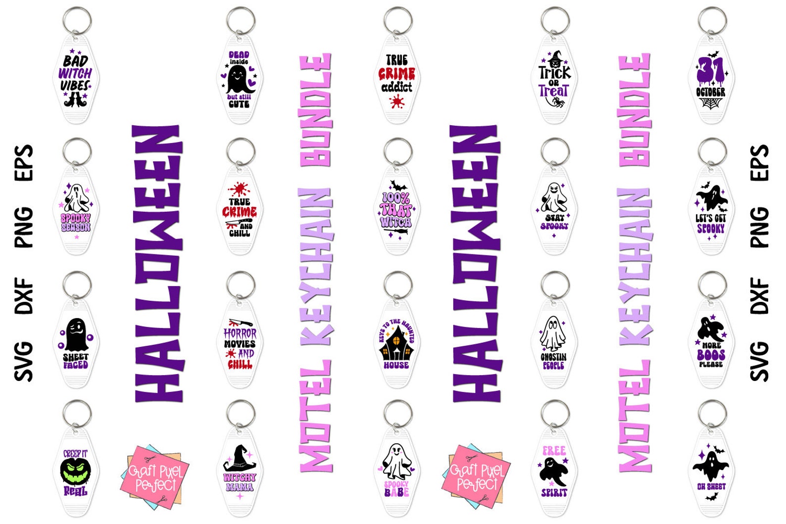 Halloween Motel Keychain SVG Bundle, Witch Hotel Keychain Svg, Ghouls ...