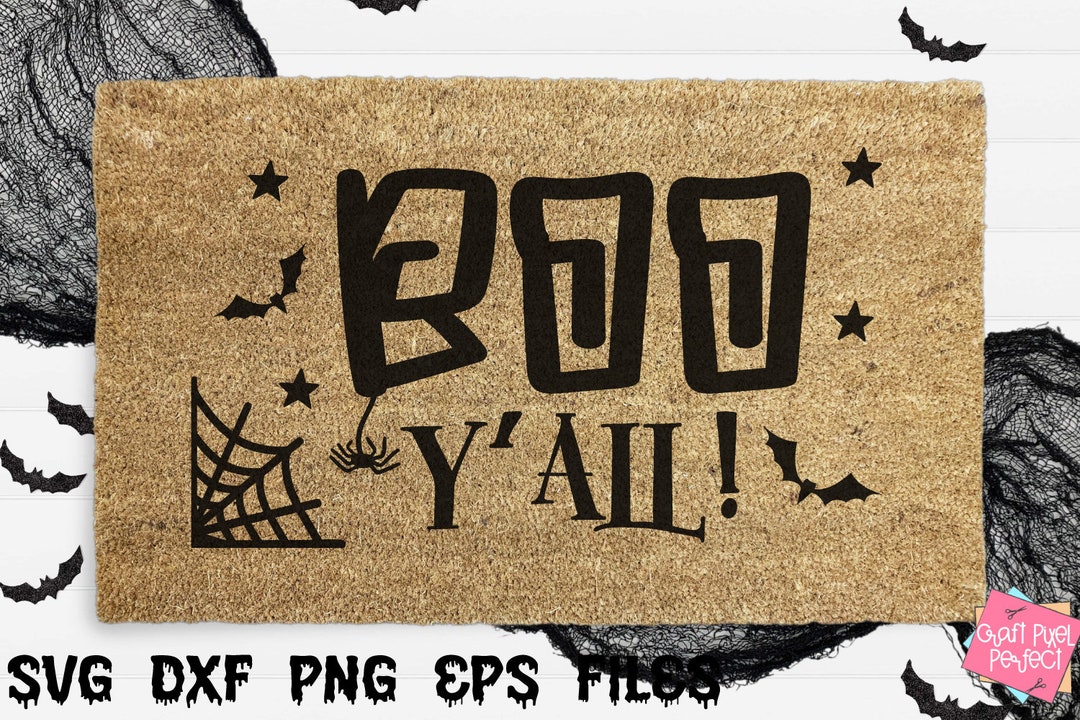 Boo Y'all Welcome Mat Svg, Halloween Doormat Svg, Floor Mat Svg, Front ...