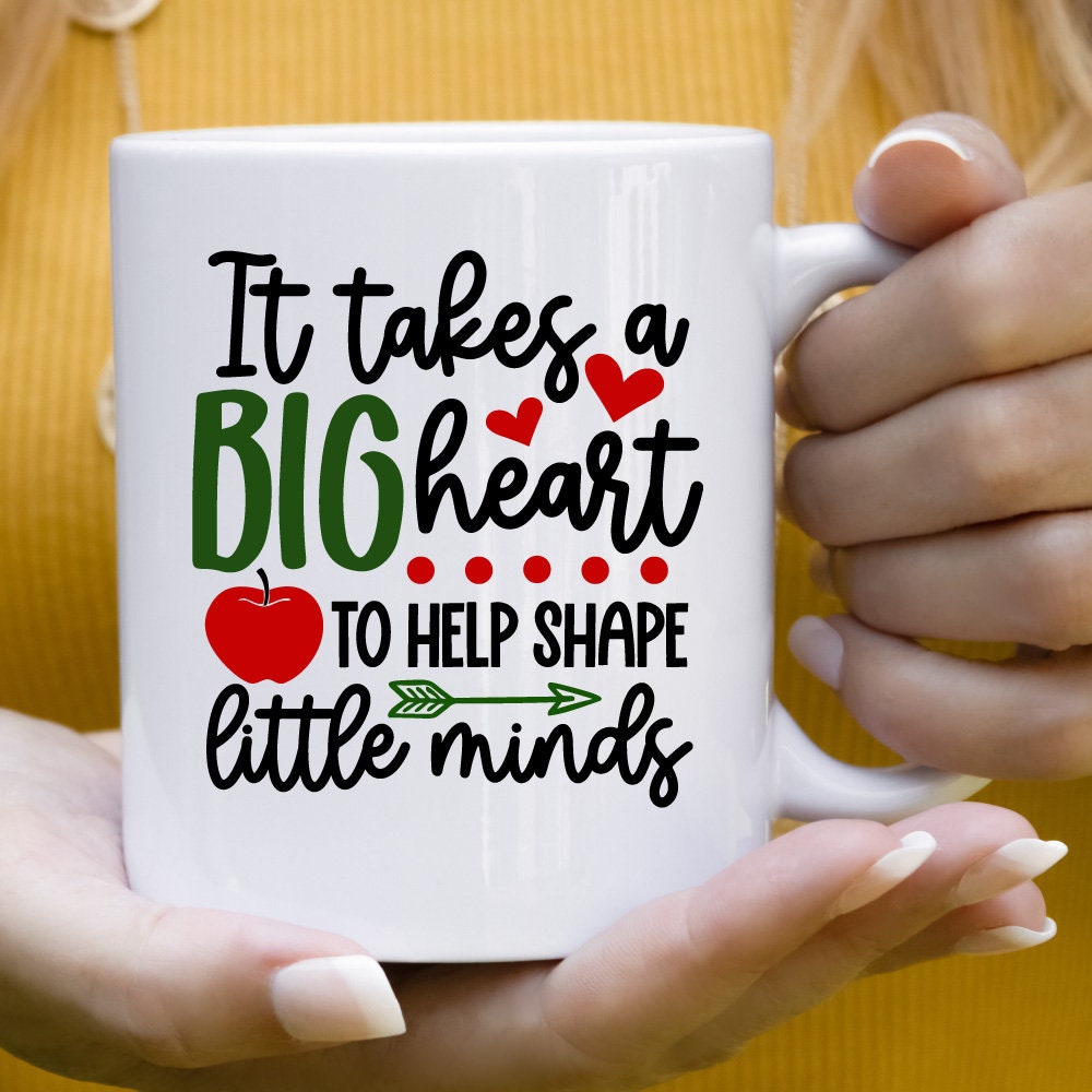 Teacher Svg File It Takes A Big Heart to Help Shape Little - Etsy
