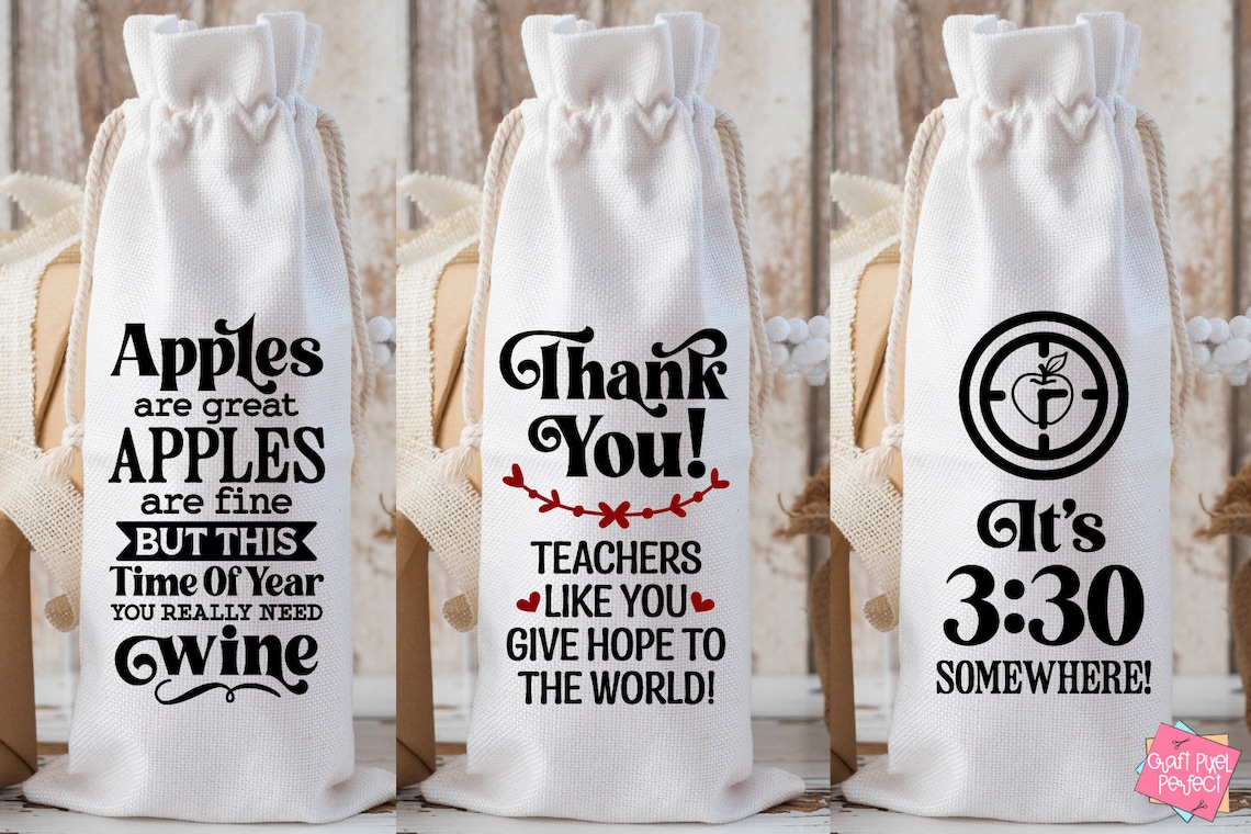 Teacher Appreciation SVG Teacher Wine Bag SVG Bundle Funny - Etsy
