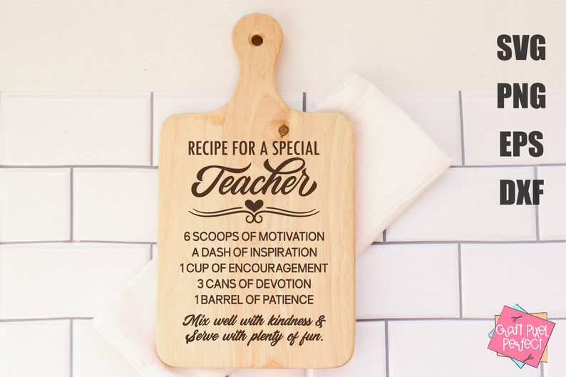 Teacher Appreciation Quote Svg, Recipe for A Special Teacher, Cutting ...