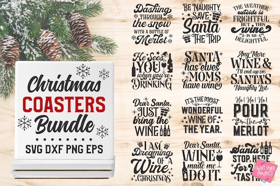 Christmas Coasters Svg Bundle Funny Wine Coasters Coasters - Etsy