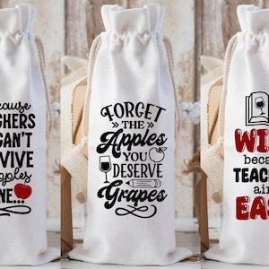 Teacher Appreciation SVG, Teacher Wine Bag SVG Bundle, Funny Wine ...