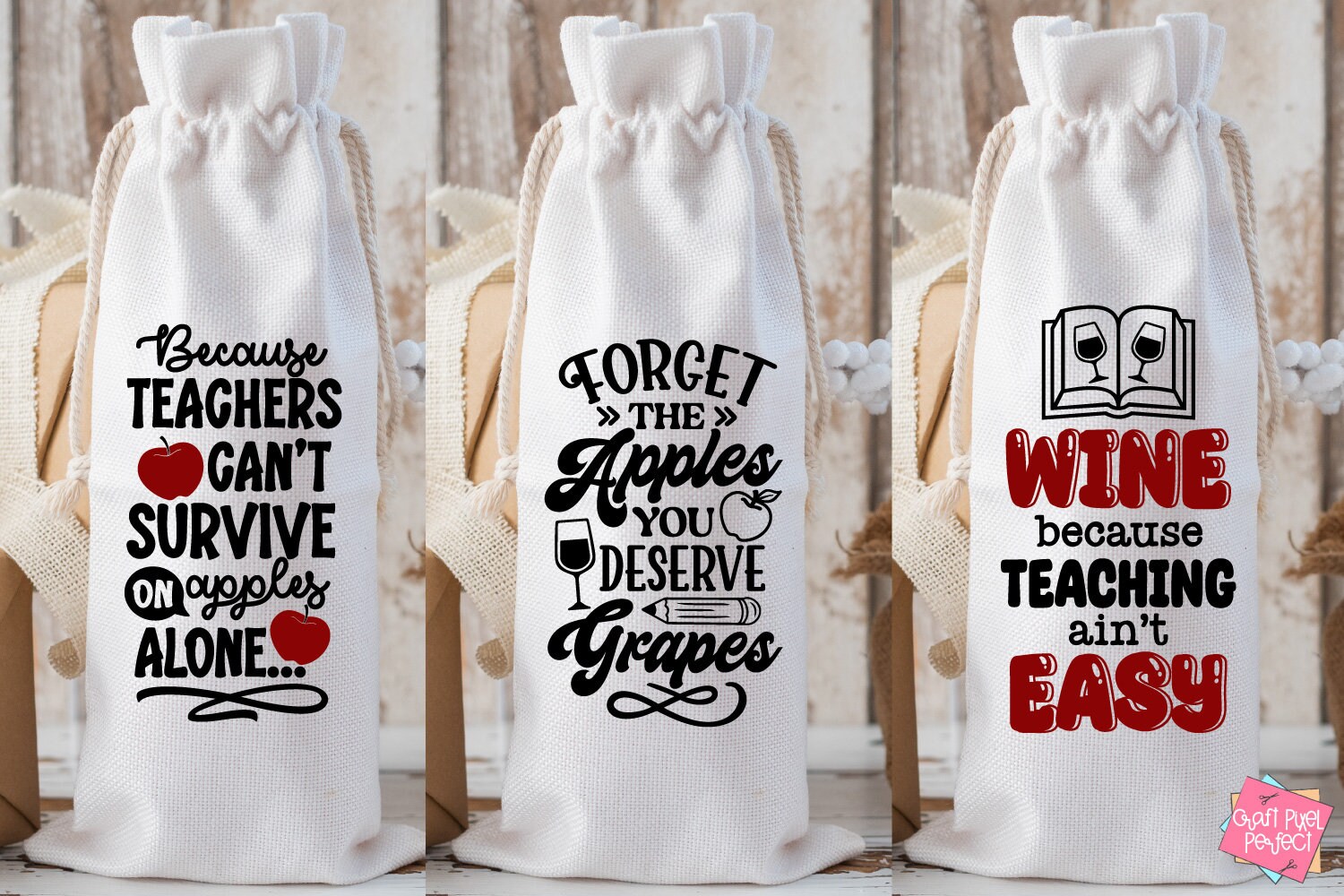Teacher Appreciation SVG, Teacher Wine Bag SVG Bundle, Funny Wine ...