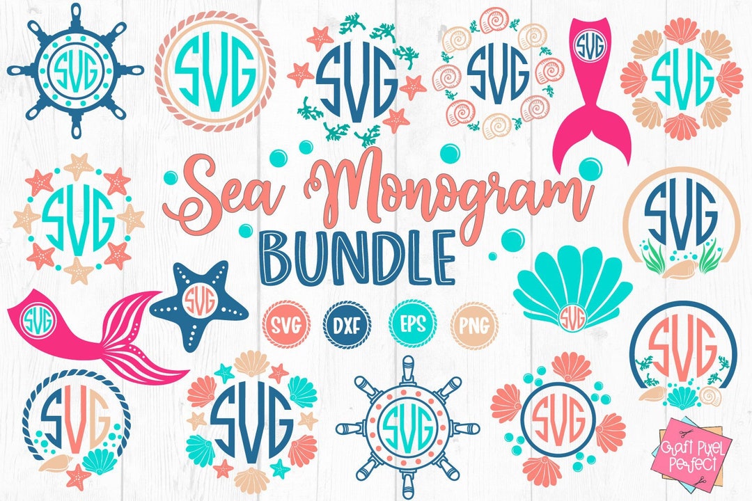 Sea Monogram Svg, Sea Shell Monogram Bundle, Monogram Bundle Svg ...