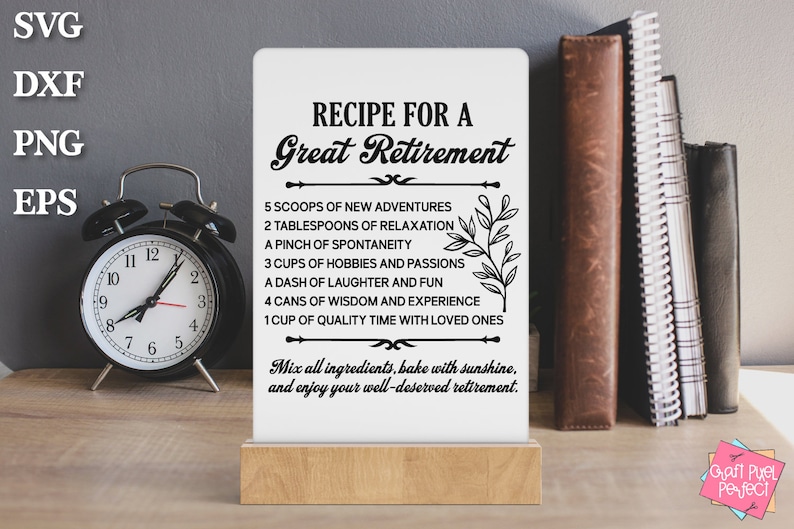 Recipe for A Great Retirement, Retirement Cutting Board Svg, Retirement ...