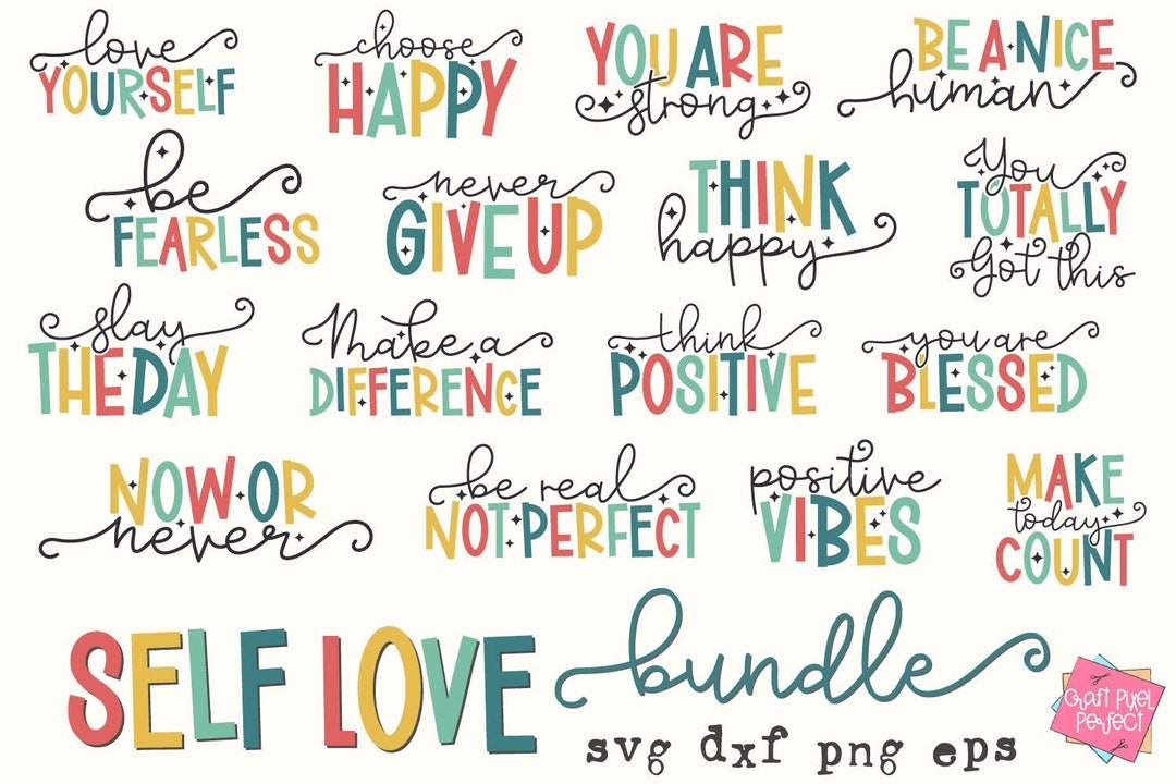 Self Love Quotes Bundle Svg, Positive Words Svg, Mental Health Svg ...