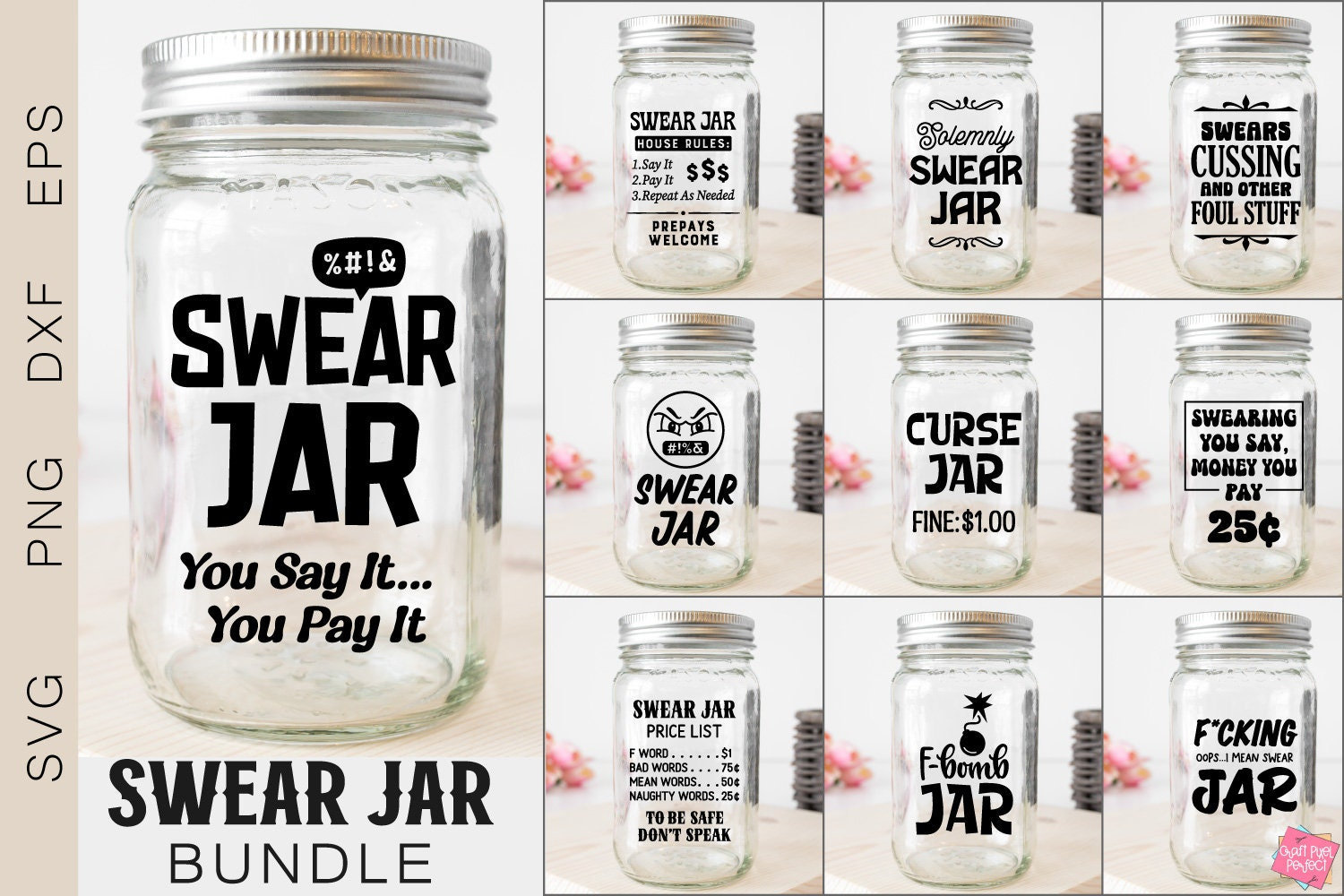 Swear Jar Svg, Funny Jar Sayings, Profanity Jar Svg, Cussing Jar Svg ...