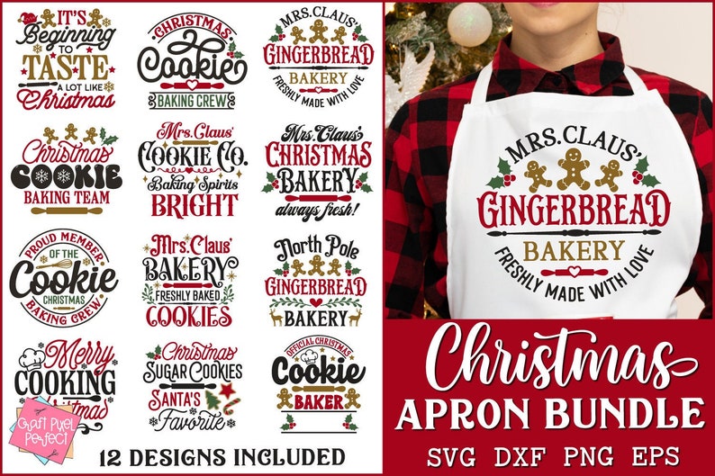 Christmas Apron Sayings Svg Bundle, Vintage Holiday Kitchen Towels Svg ...