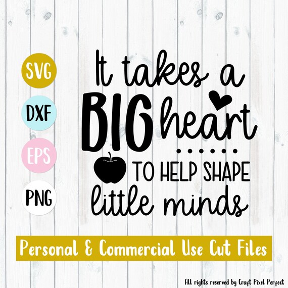 Teacher Svg File It Takes A Big Heart to Help Shape Little | Etsy Canada