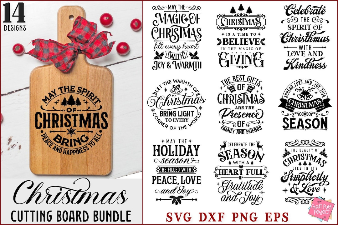 Christmas Cutting Board Svg, Christmas Dish Towel Svg, Christmas ...