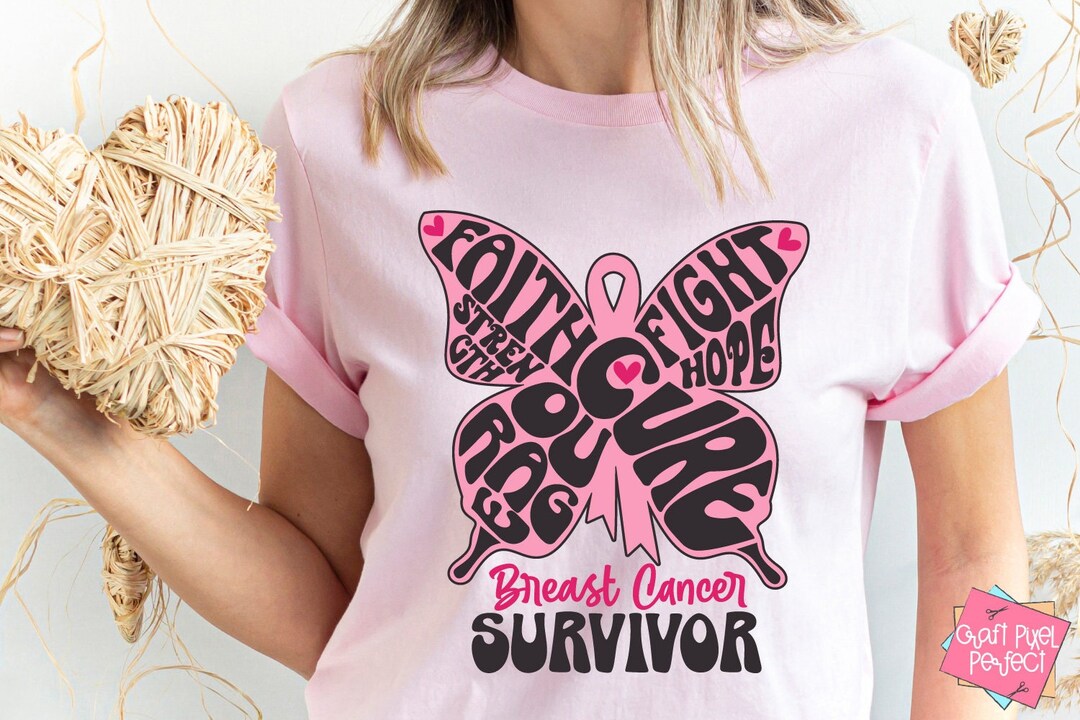 Breast Cancer Survivor Svg, Butterfly Pink Ribbon Awareness, Wear Pink ...