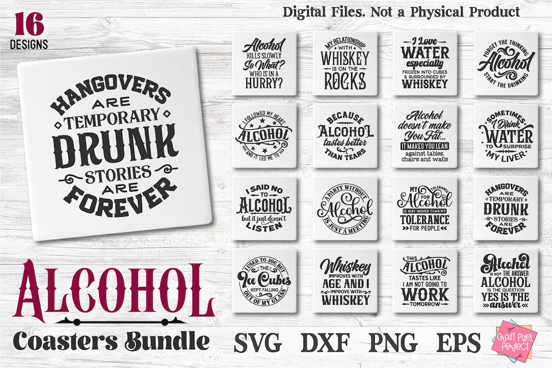 Alcohol Coasters Svg Bundle, Funny Whiskey Sayings Svg, Drinking Quotes ...