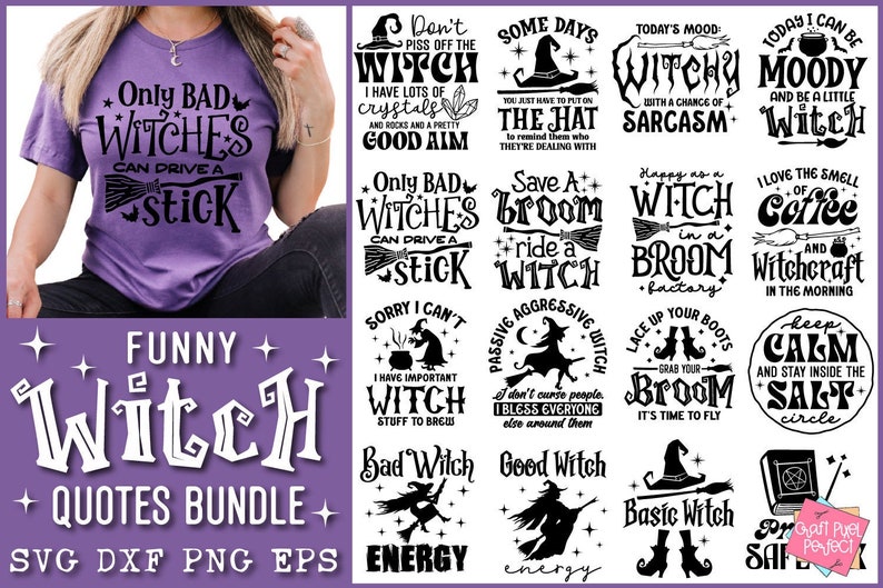 Funny Witch Quotes Bundle, Halloween SVG Bundle, Witch Sayings for ...