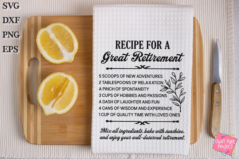 Recipe for A Great Retirement, Retirement Cutting Board Svg, Retirement ...