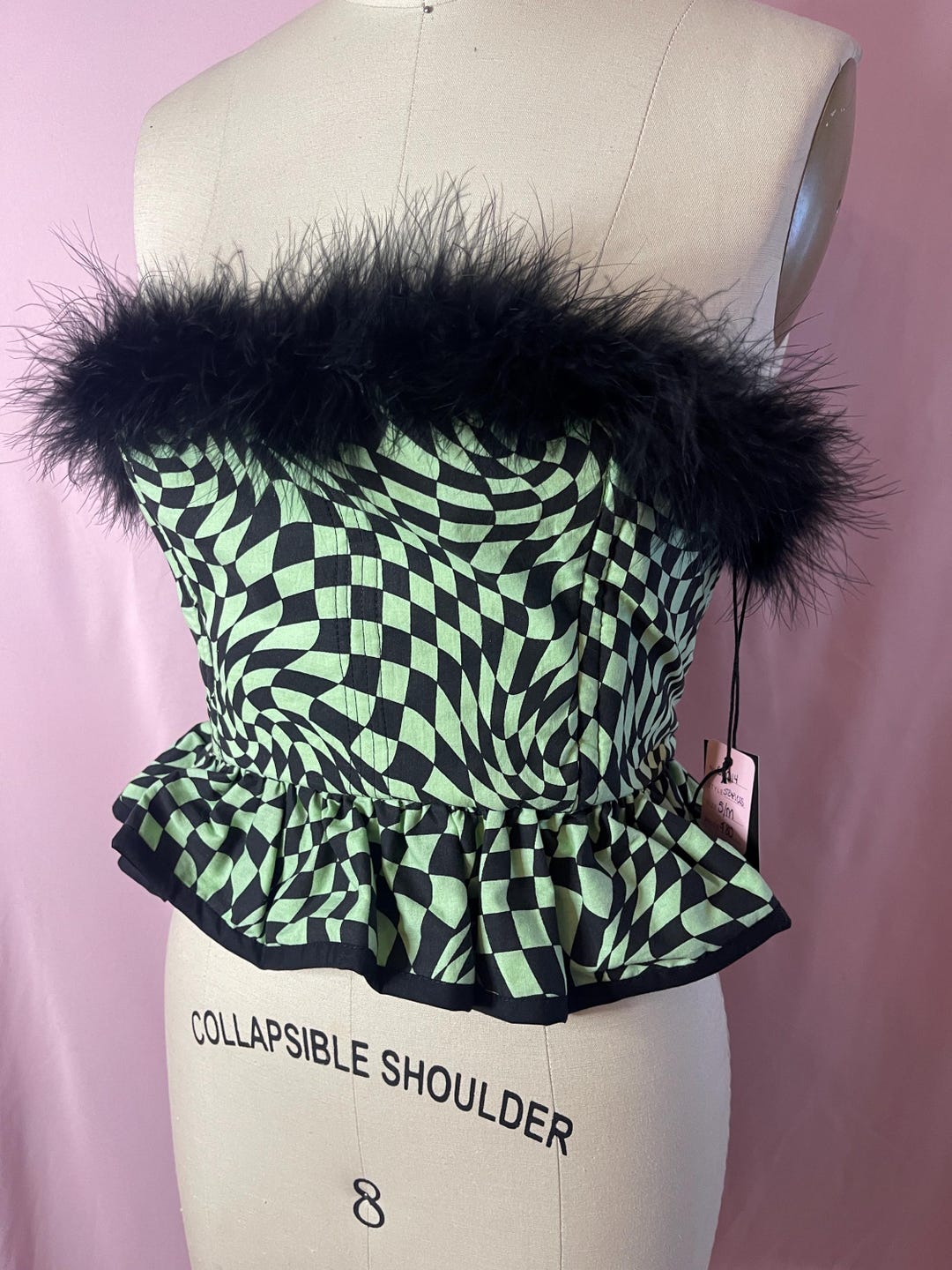 Green Checkered Corset Top | Y2K Corset Top | Handmade Corset - Etsy
