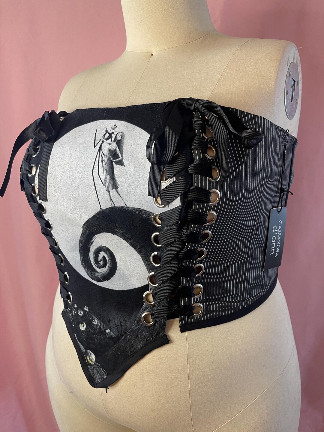 Plus Size Jack & Sally Corset: Upcycled Gothic Halloween Top - Etsy