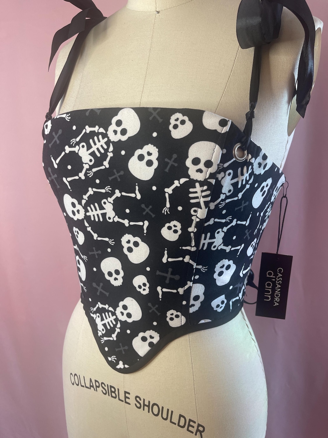 Skeleton Print Upcycled Corset Top: Handmade Lace-up Corset - Etsy