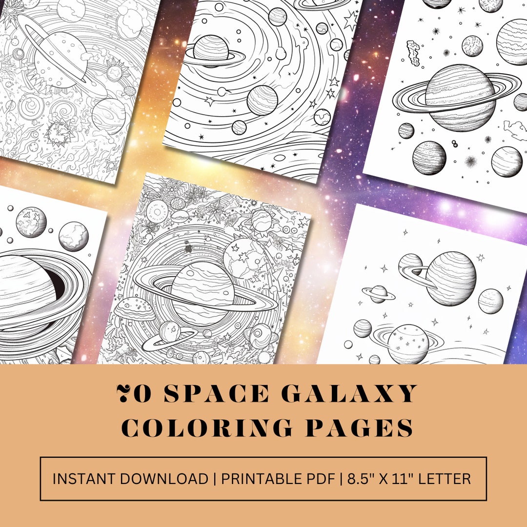 70 Space Galaxy Coloring Pages for Kids Coloring Sheets for - Etsy
