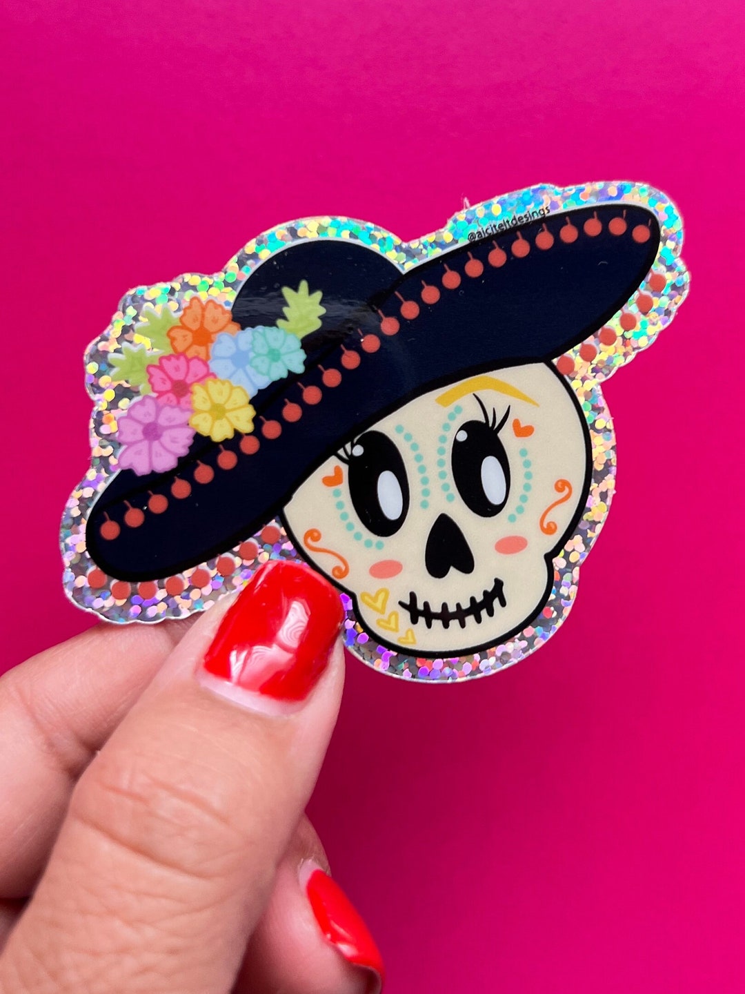 La Catrina Glitter Vinyl Die Cut Sticker - Etsy