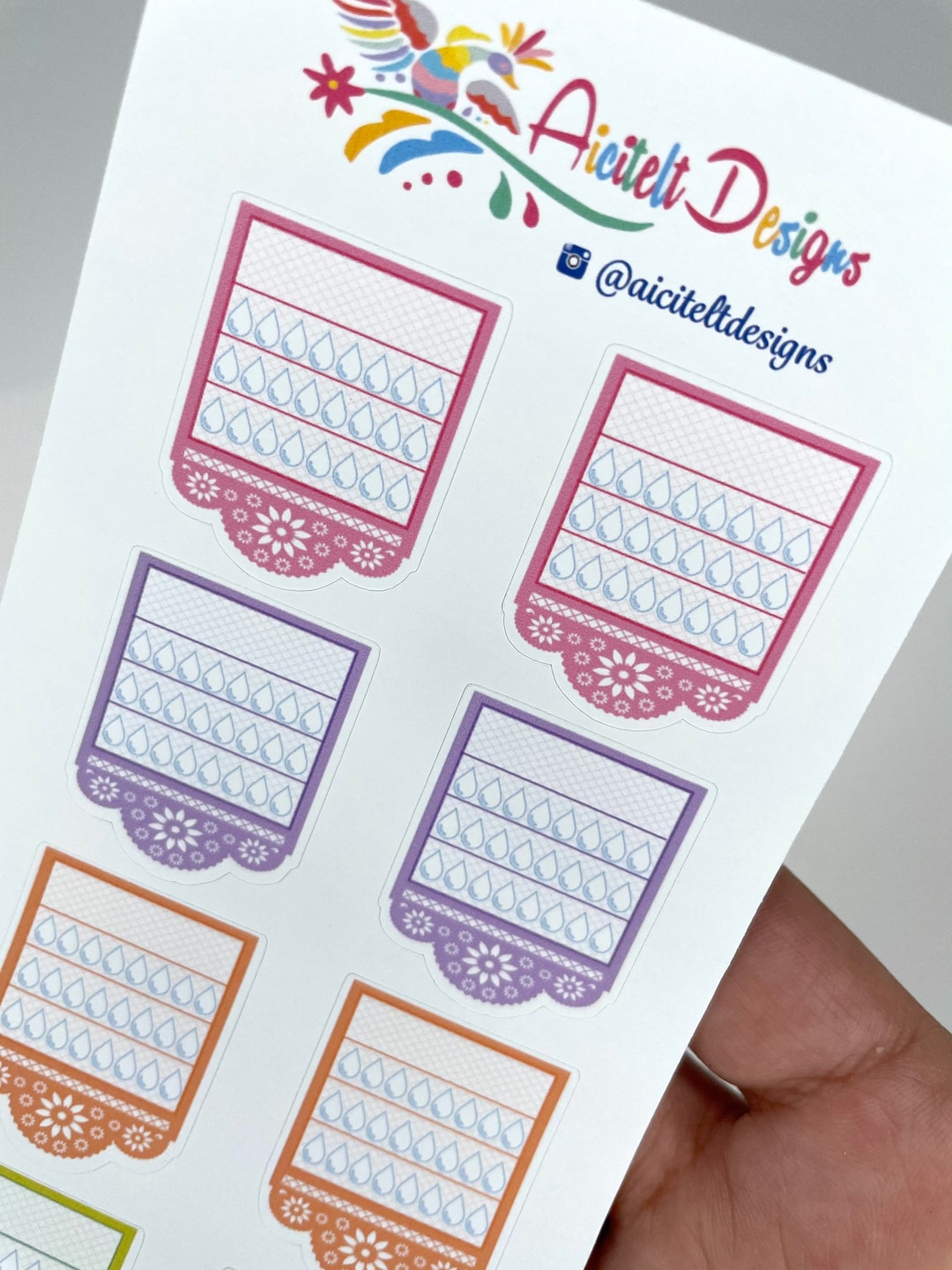 Papel Picado Water Tracker Planner Sticker/ Serape Trackers - Etsy