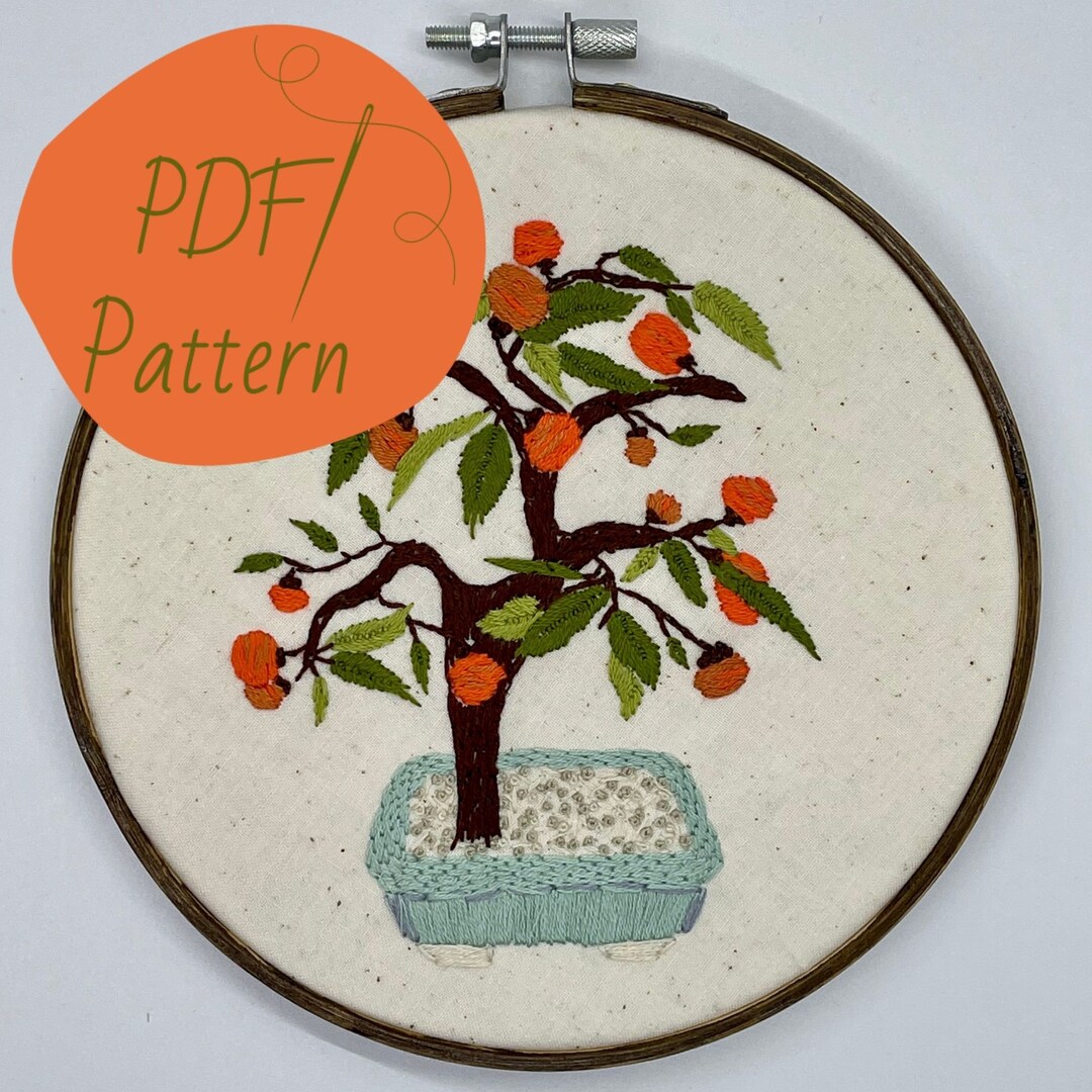 Persimmon Bonsai Tree DIGITAL DOWNLOAD Embroidery Pattern | Beginner ...