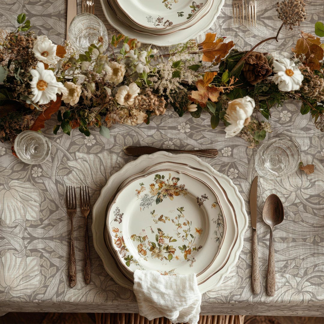 William Morris Tablecloth PIMPERNEL Farmhouse Table Linens Thanksgiving ...