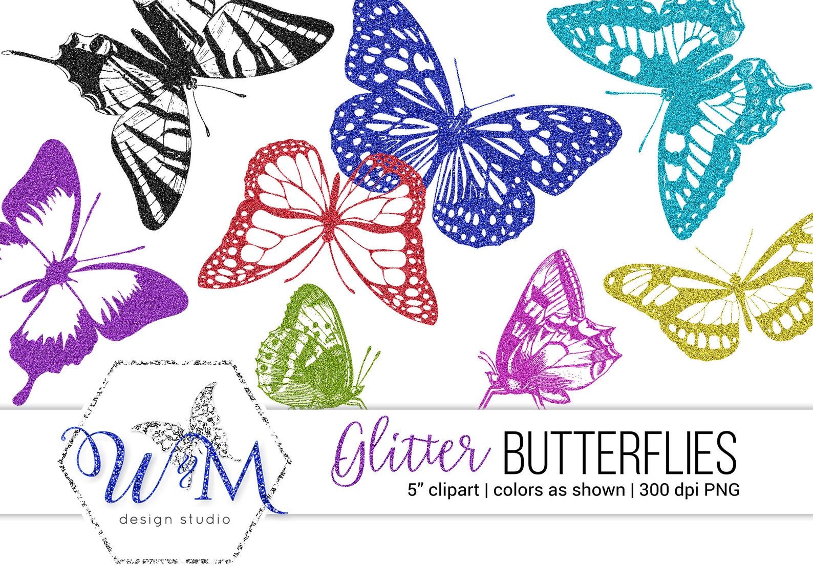Glitter Butterfly Clipart Glitter Butterflies PNG Butterfly - Etsy