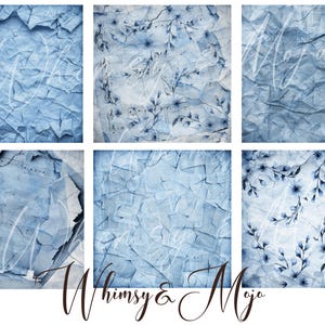 Distressed Paper Textures in Denim Blue Printable Junk Journal Pages ...