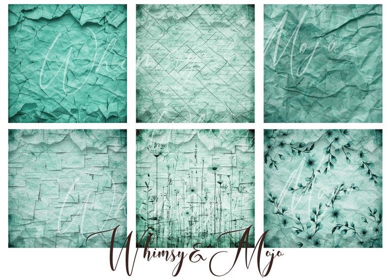 Distressed Paper Textures ANTIQUE PATINA GREEN Printable Junk Journal ...
