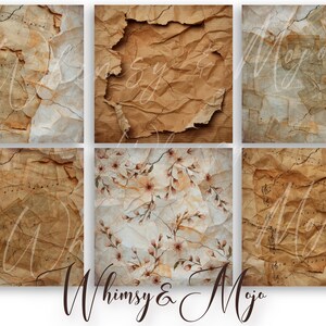 Antique Aged Paper Textures, Printable Junk Journal Pages, Digital ...
