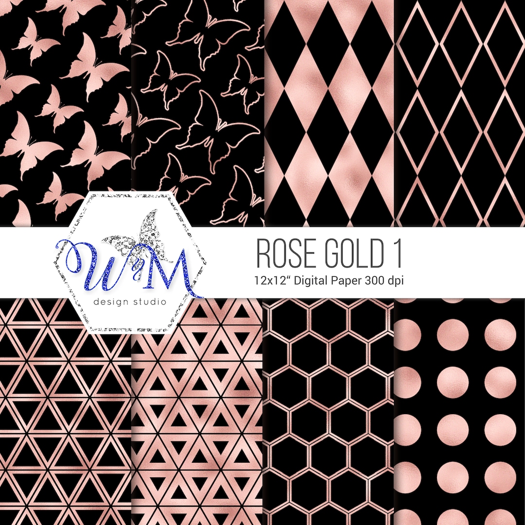 Rose Gold Digital Paper 12 X 12" Rose Gold Foil Paper, Rose Gold ...