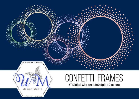Foil Confetti Frames Clipart Pastel Digital Foil Frames | Etsy