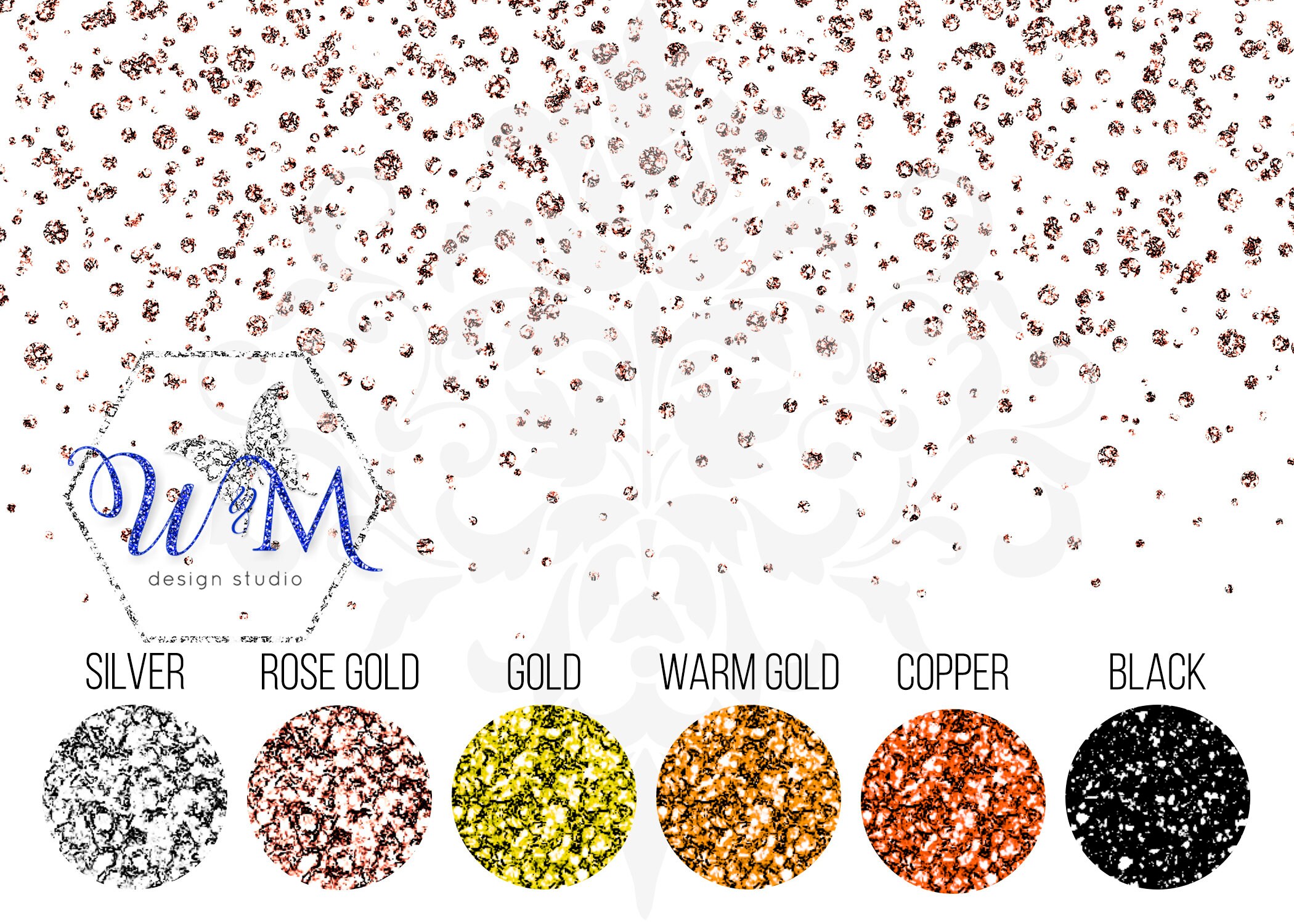 Diamond Confetti Borders, Glitter Confetti Overlays Gold Silver Rose ...