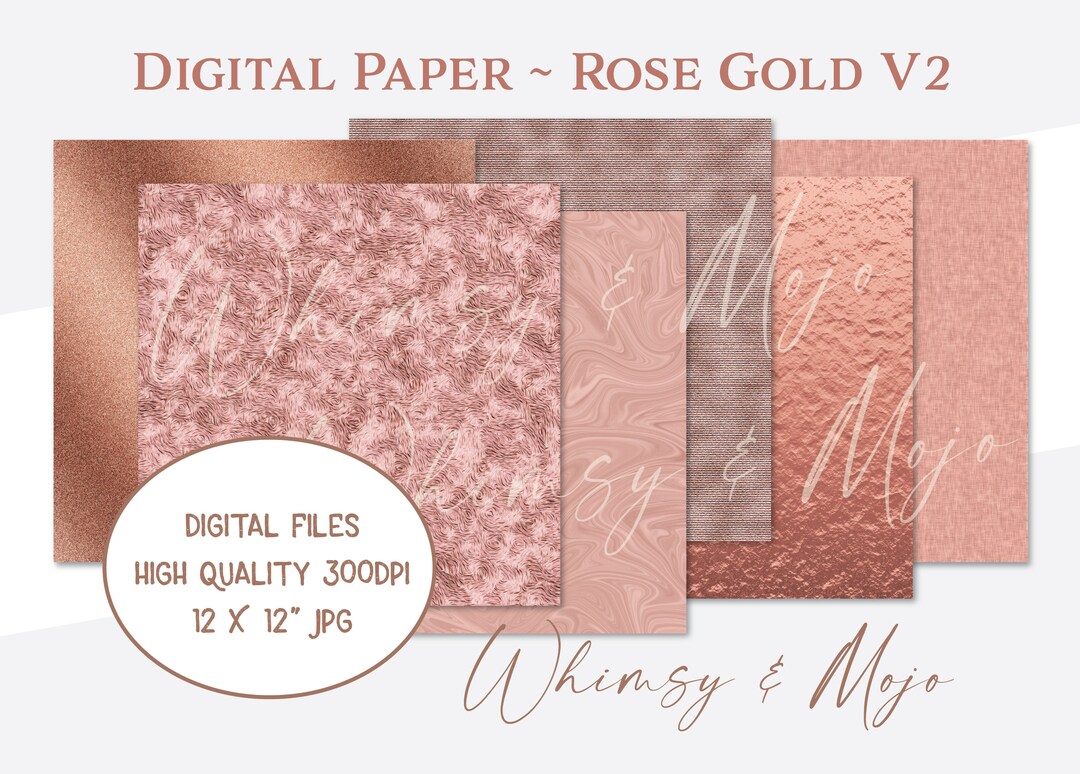 Rose Gold Digital Paper, Rose Gold Textures 2, Rose Gold Digital ...