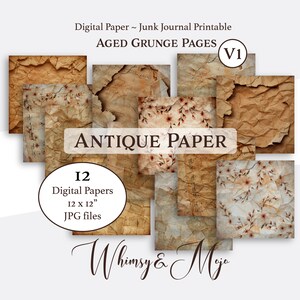 Antique Aged Paper Textures, Printable Junk Journal Pages, Digital ...