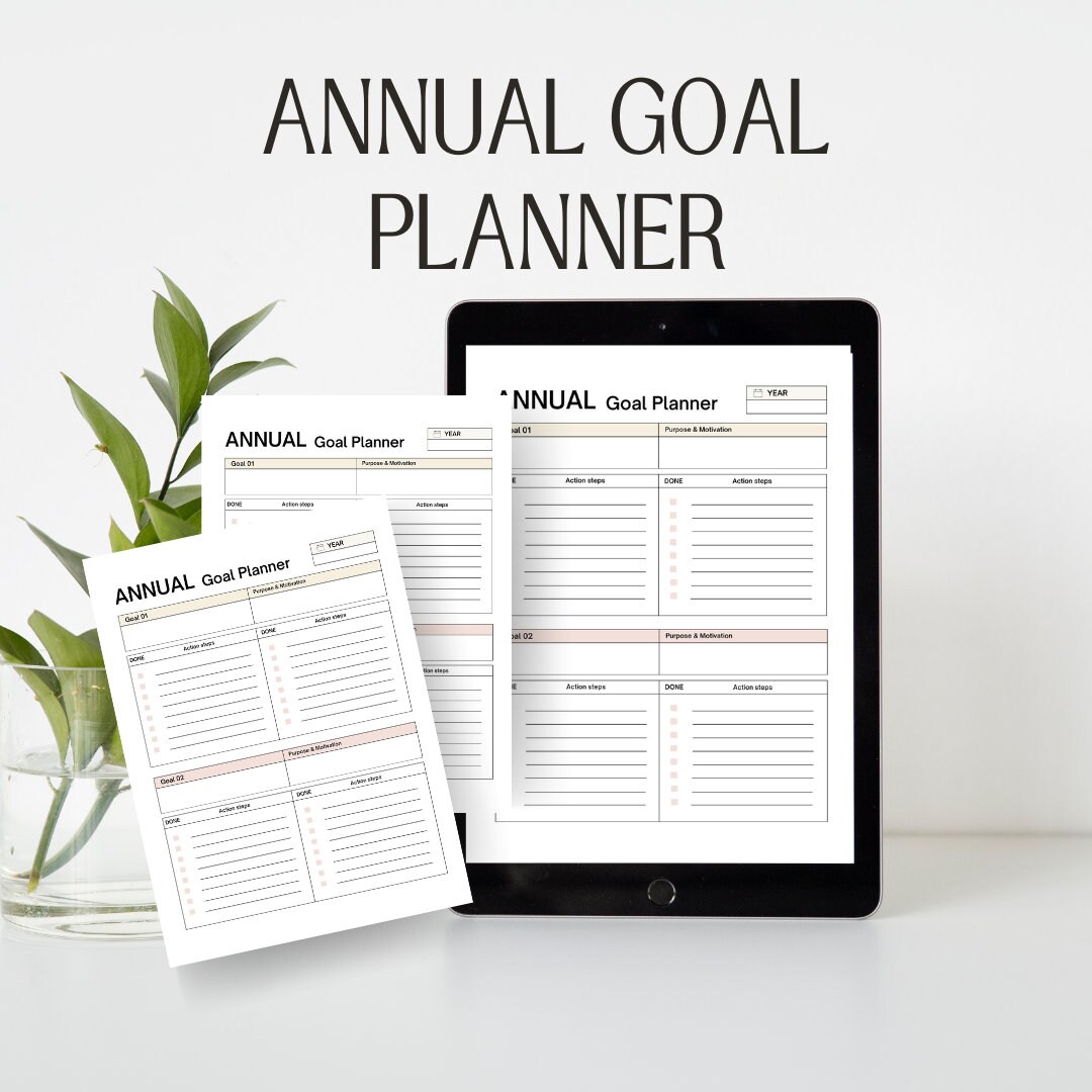 Annual Goal Planner PDF - Downloadable & Printable, Structured Goal ...