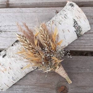 Natural Golden Wheats Boutonnieres Dried Rustic Bachelors Buttonholes Wedding Men Fall Autumn ...