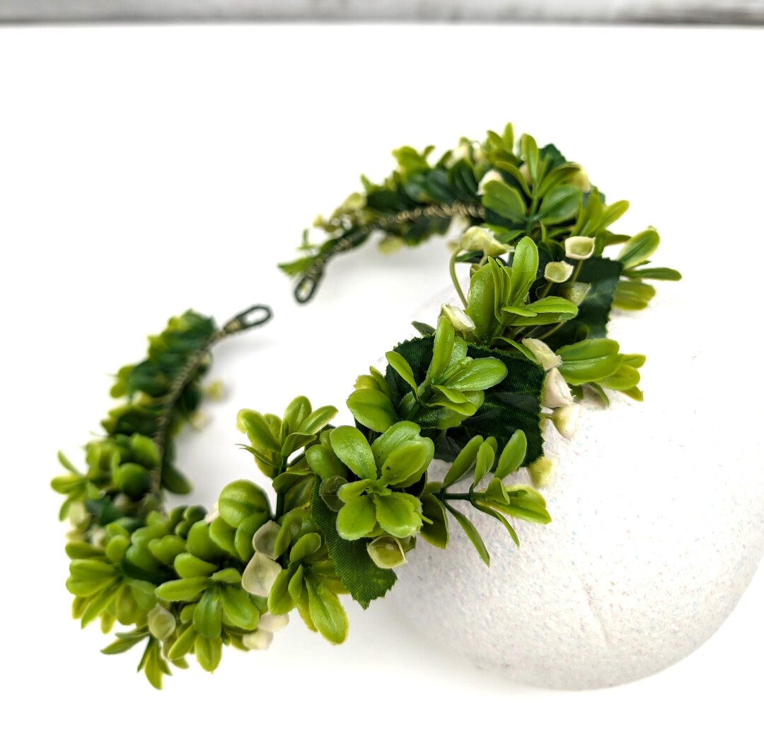 Faux Greenery Headband: Elven Bridal Crown, Woodland Party Accessory - Etsy